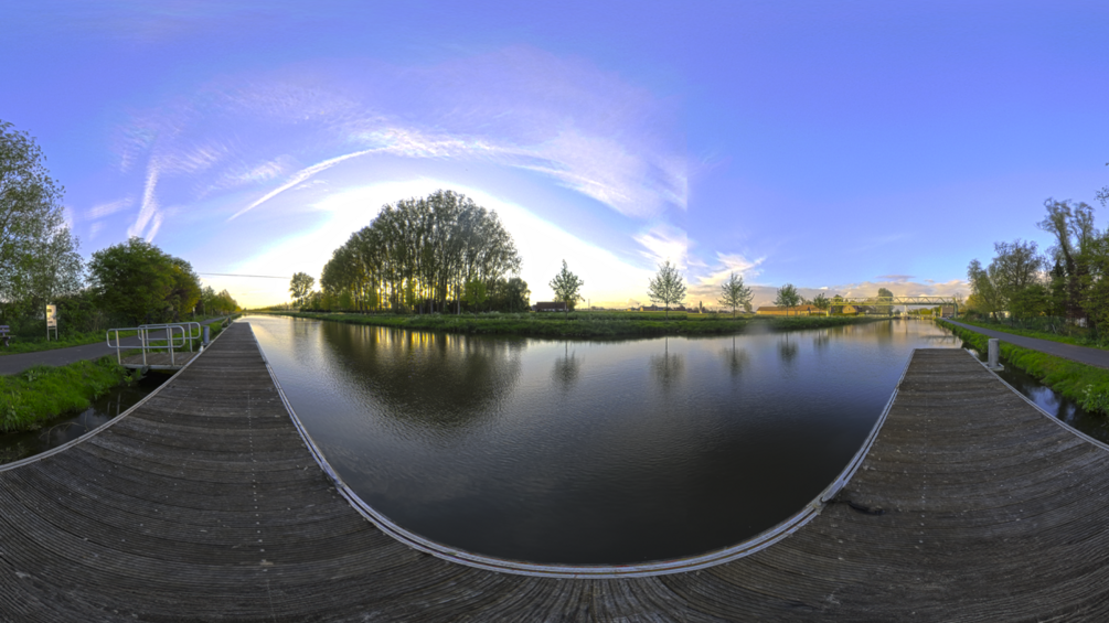 360 HDRI Map - SUNSET AT RIVER - Pontoon