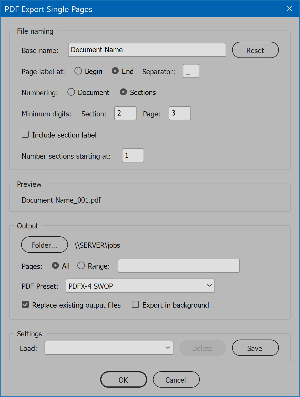InDesign Script PDF Export Single Pages
