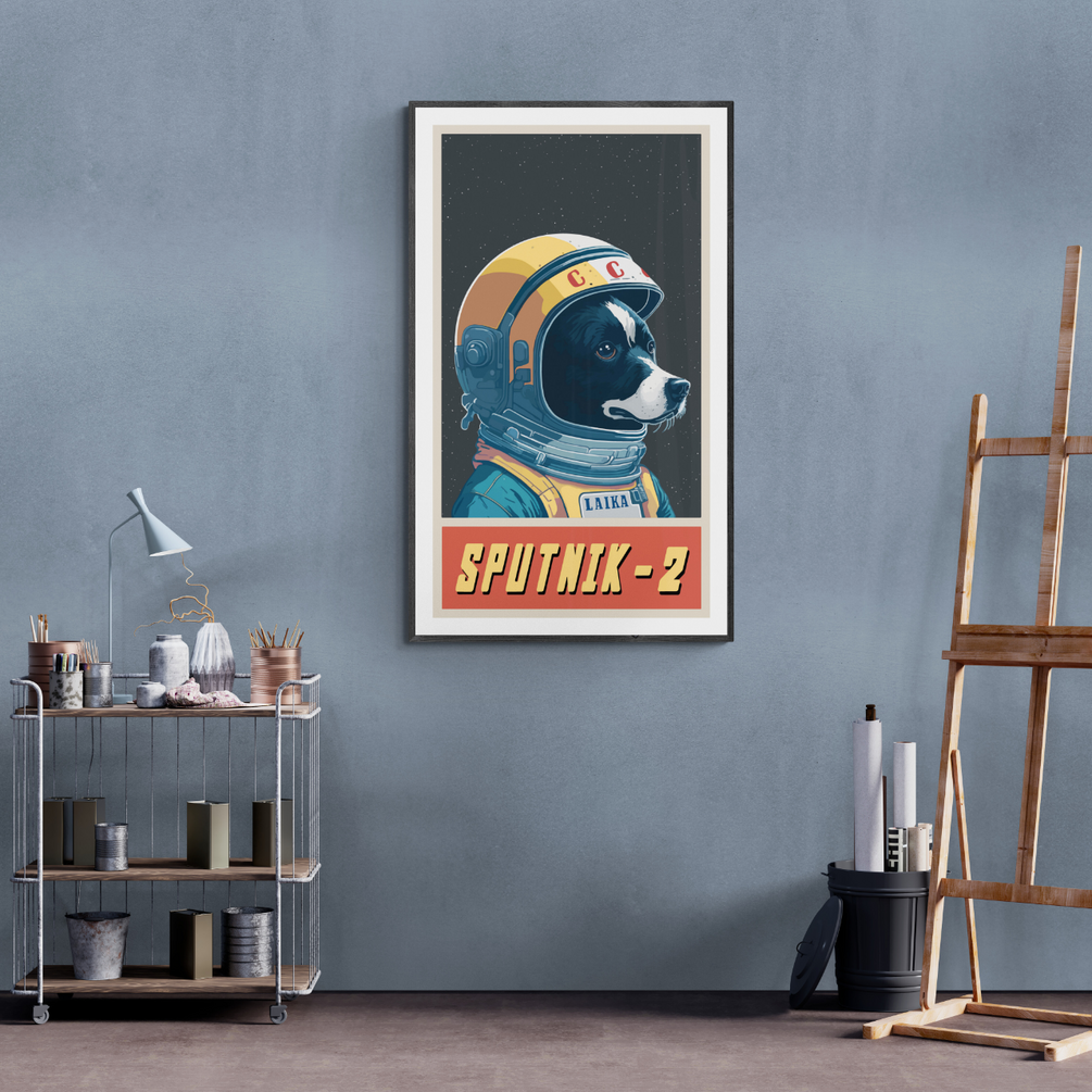 SPUTNIK-2 Laika- Digital art printing for posters, wall decoration, canvases and photo frames