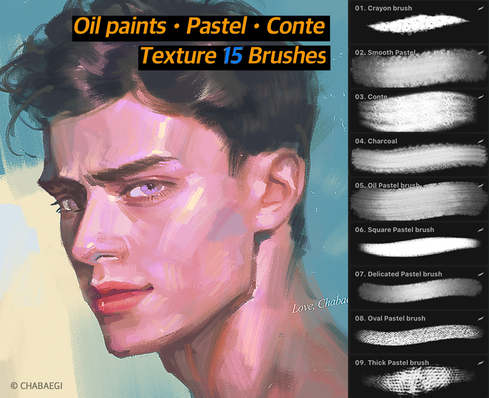 Procreate 15 Types of Brush for Oil Painting Portrait