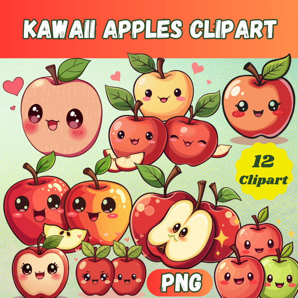 Kawaii Apples Clipart