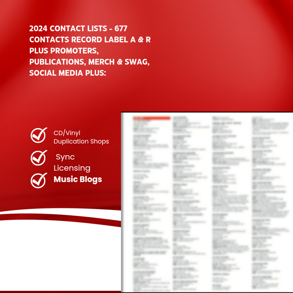 2024 Indie Music Artist Industry Contact List - 677 Contacts - Record ...