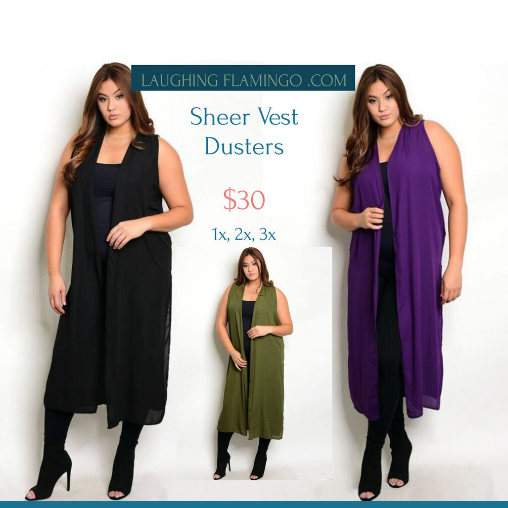 Long Vest Duster Plus Size 3 Colors