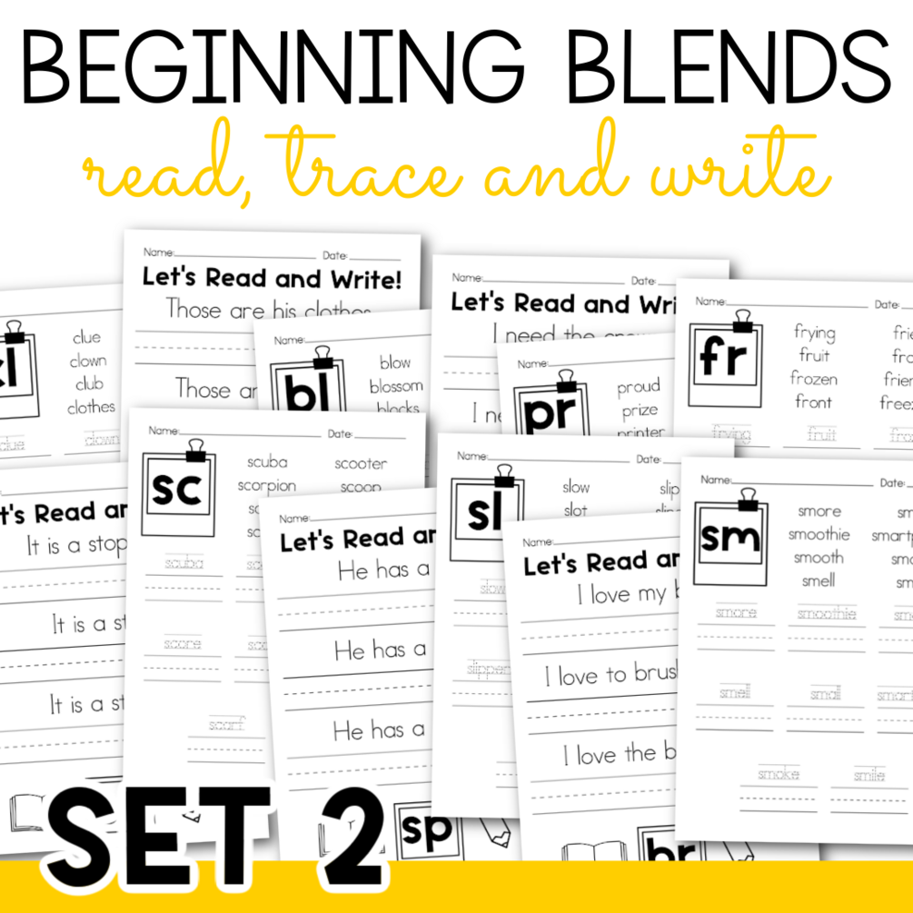 BEGINNING BLENDS READ, TRACE AND WRITE (Click the link to order 1-2 ...