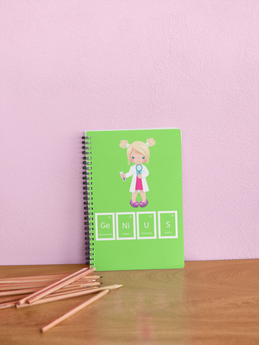 Girl with Lab coat Genius Spiral Notebook