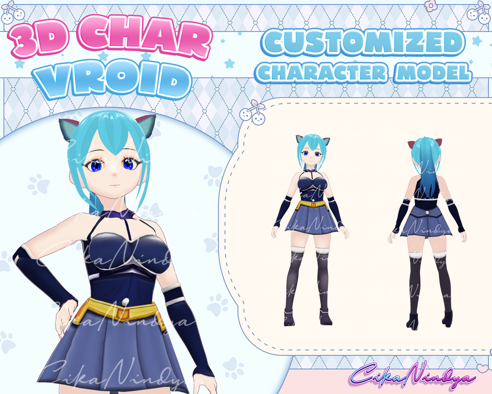 Enchanting Fantasy Blue Outfit Stunning 3D Vroid Character for Streamer ...