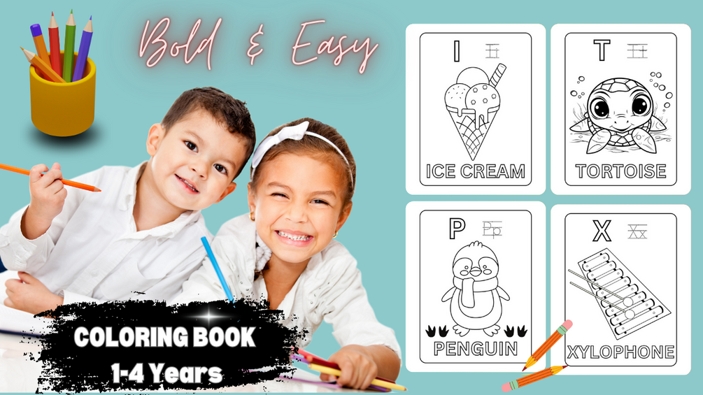 ABC Coloring book: Bold & Easy Designs | Color and Learn letters with ...