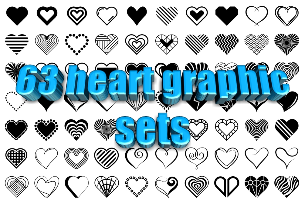 63 Heart Graphic Sets