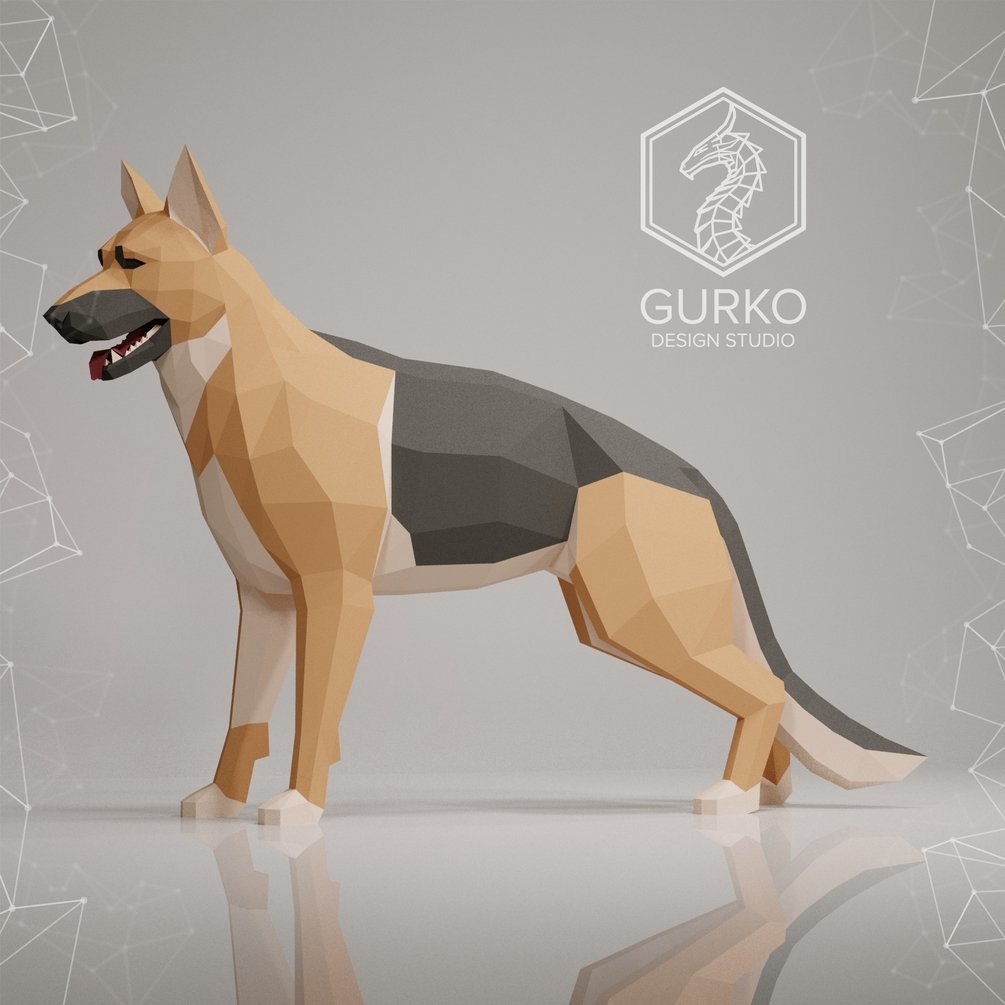 German Shepherd, Gurko, NorthPoly, Papercraft, Pdf download, 3D ...