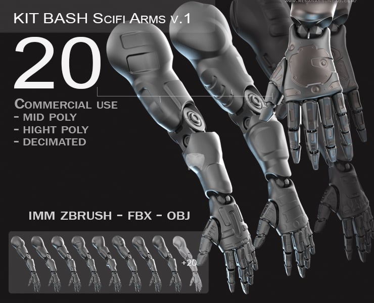 IMM 20 Scifi Arms KitBash with Uvs - Plus LP+HP)