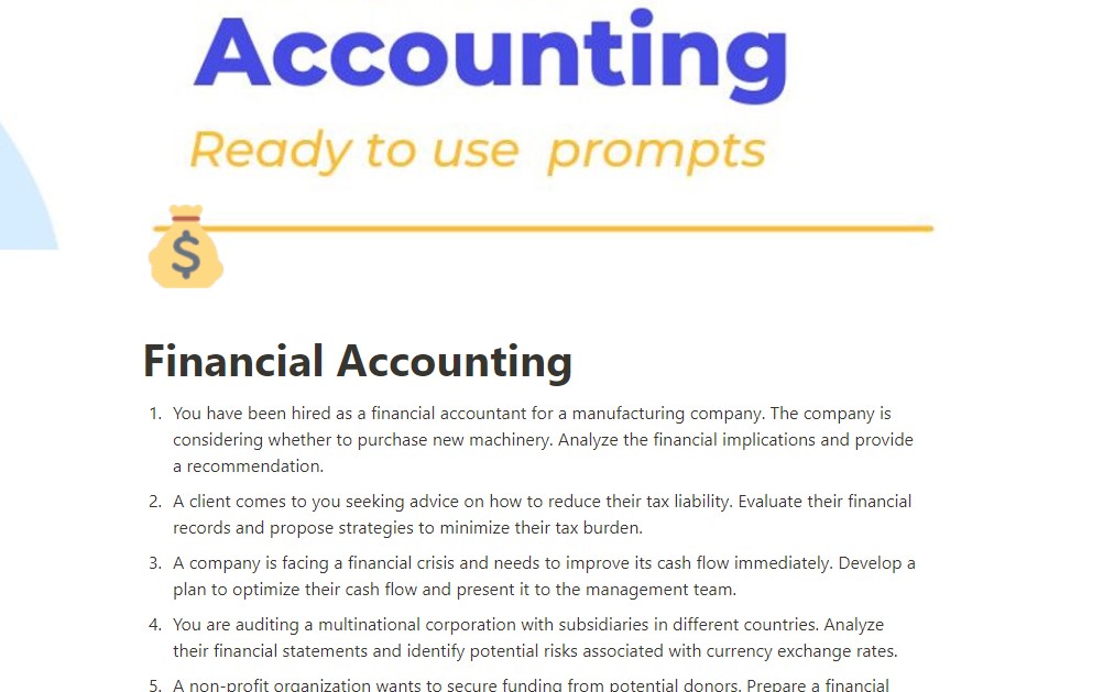 ChatGPT Prompts for Financial Accounting