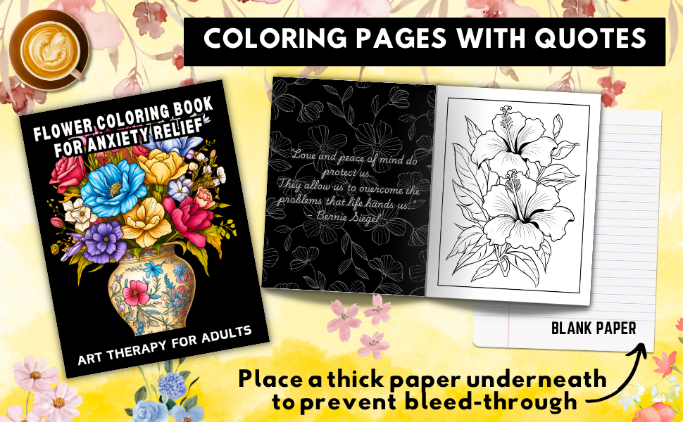 Flower coloring book for anxiety relief: Art Therapy for Adults
