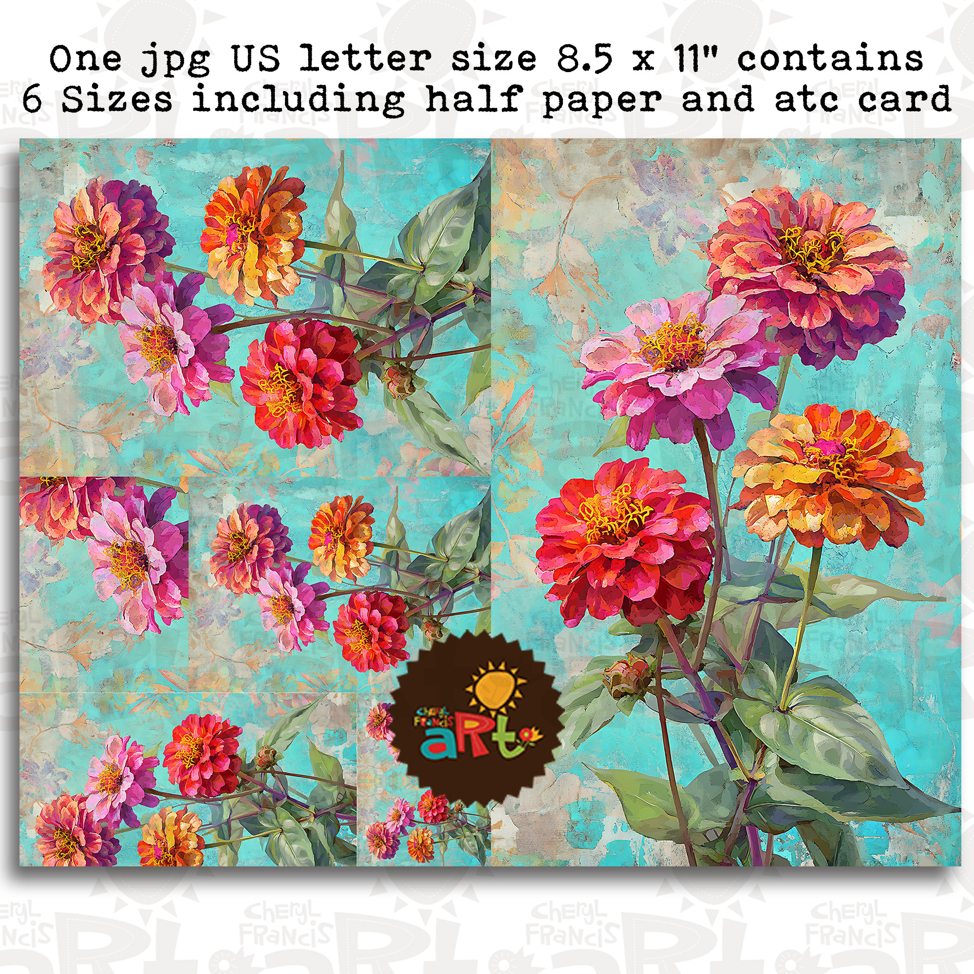 Vintage Floral Single Image No.53 Printable Junk Journal Half Paper for ...