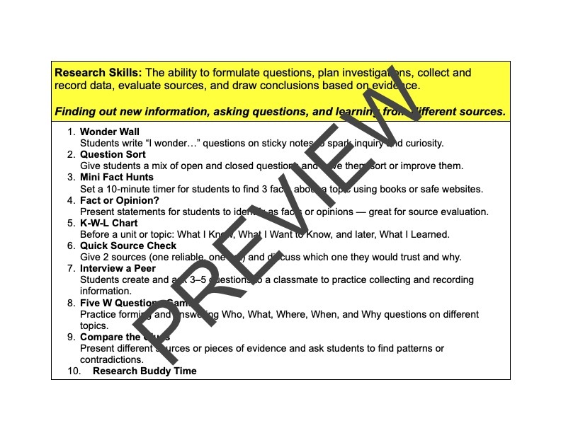 Grade 5: Easy Activity Ideas to Teach ATL Skills