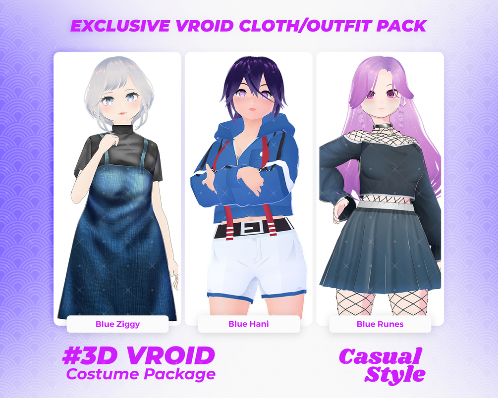VRoid Clothing Pack, Wardrobe Upgrade, VRoid Fashion - Stylish Casual ...