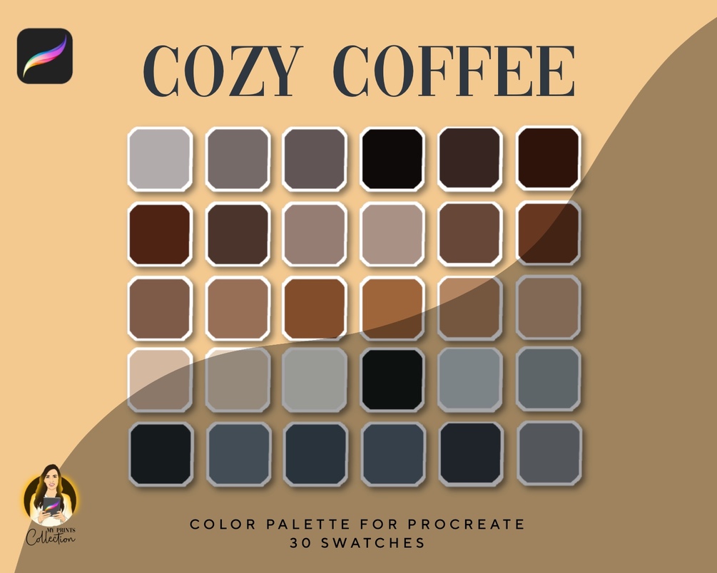Cozy Coffee Procreate Color Palette | 30 Swatch | Winter Tones | Brown ...