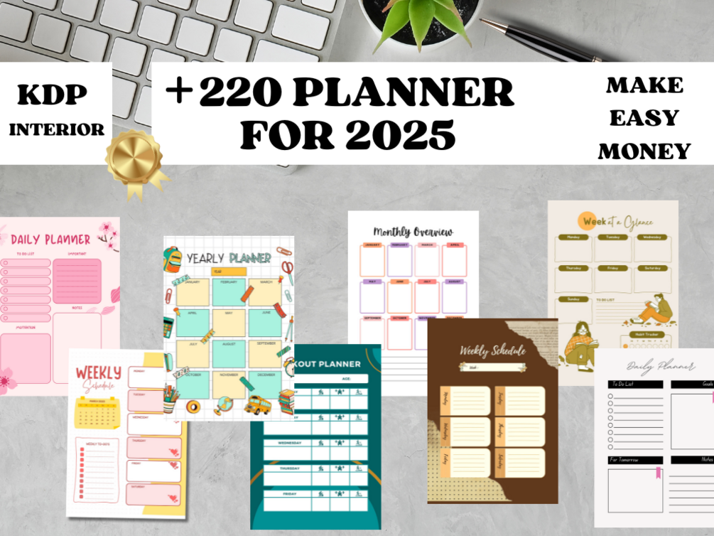 Gold bundle - over +220 Planner & 2025 calendars & Book interior for ...