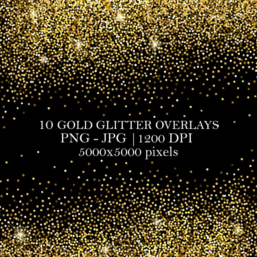 10 Gold Glitter Overlays, Golden Texture Background, Photoshop Overlays ...