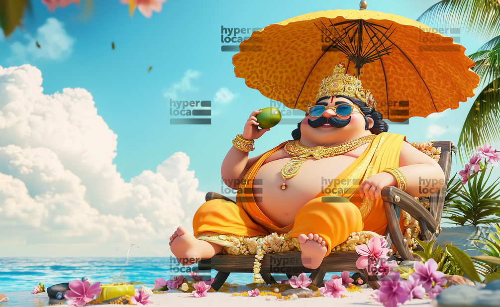 Vibrant Maveli Mahabali Stock Illustration - Onam Festival Art _x8