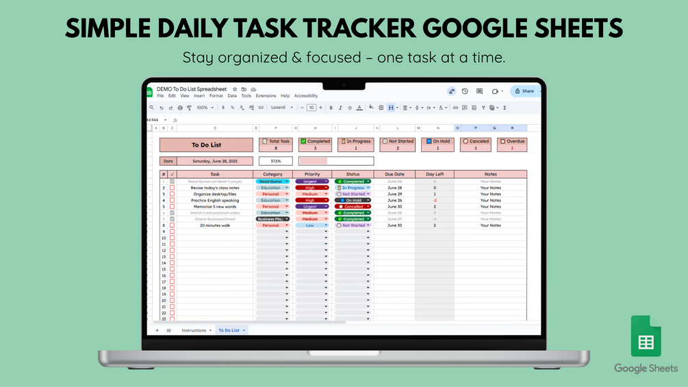 FocusFlow – Smart To-Do List Template | Google Sheets Task Tracker