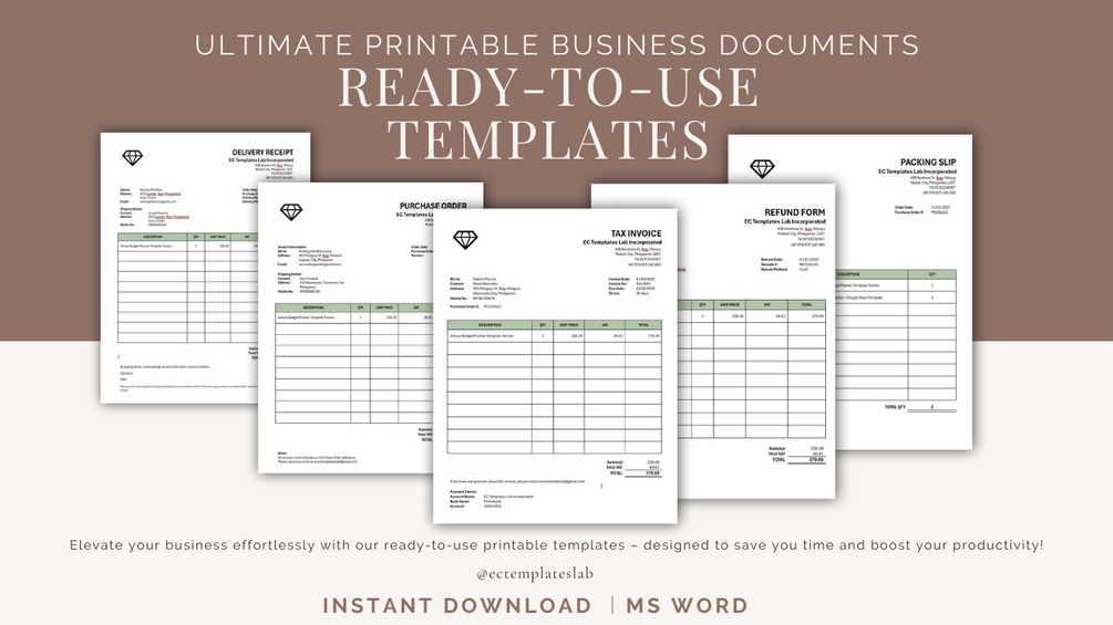 Printable Business Documents - 5+1 Ready-to-Use Templates
