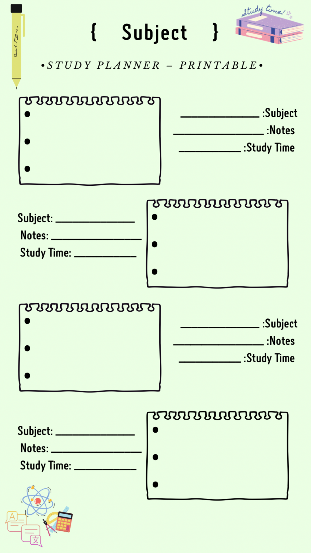 Printable Study Planner – Organize Your Study Time with Ease!