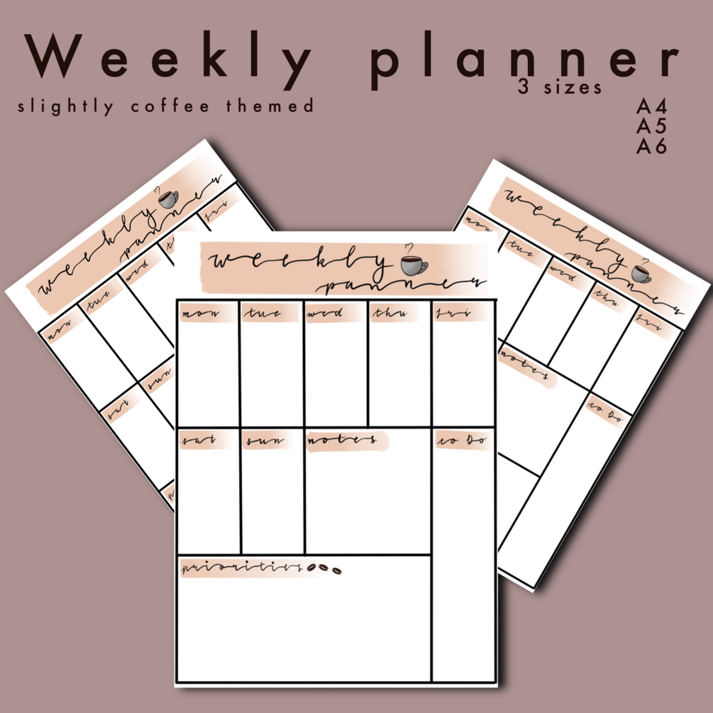 coffee themed weekly planner