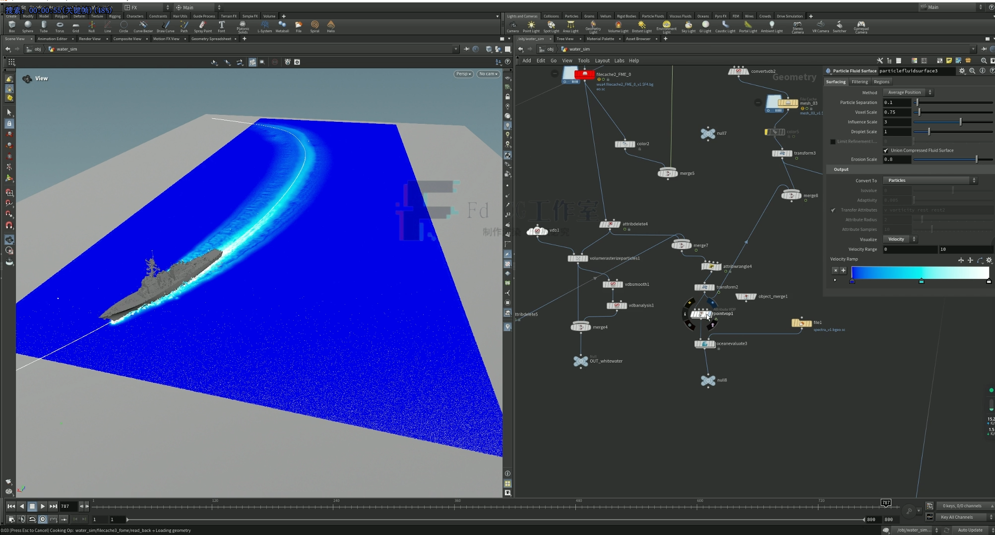 Houdini makes realistic foam file hip