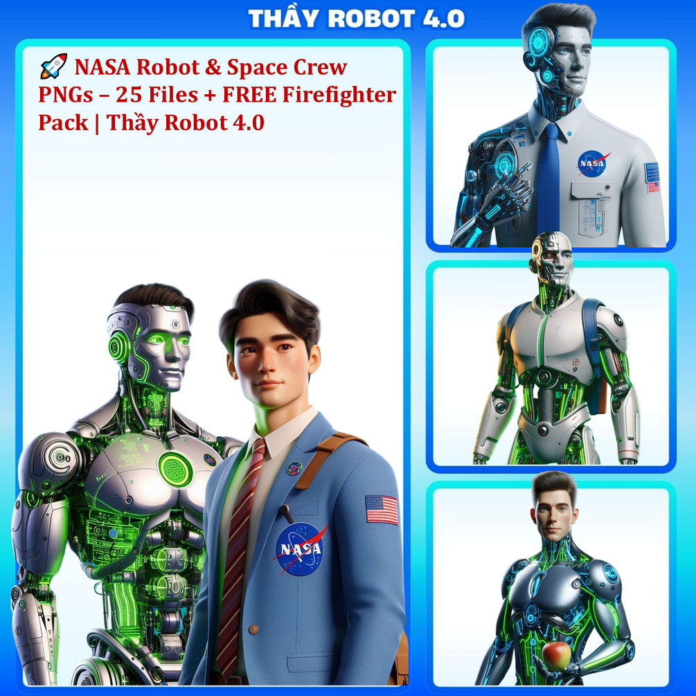 🚀 NASA Robot & Space Crew PNGs – 25 Files + FREE Firefighter Pack ...