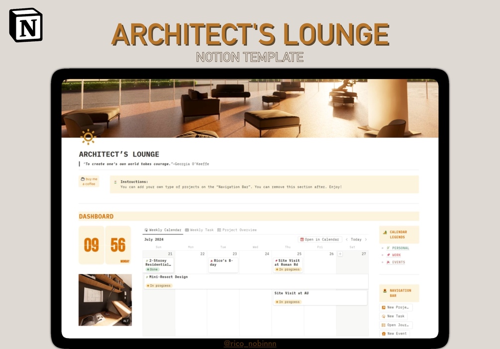 An architect's lounge | Notion Template