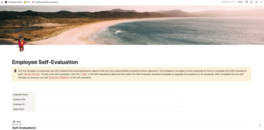 Notion - Employee Self-Evaluation Template