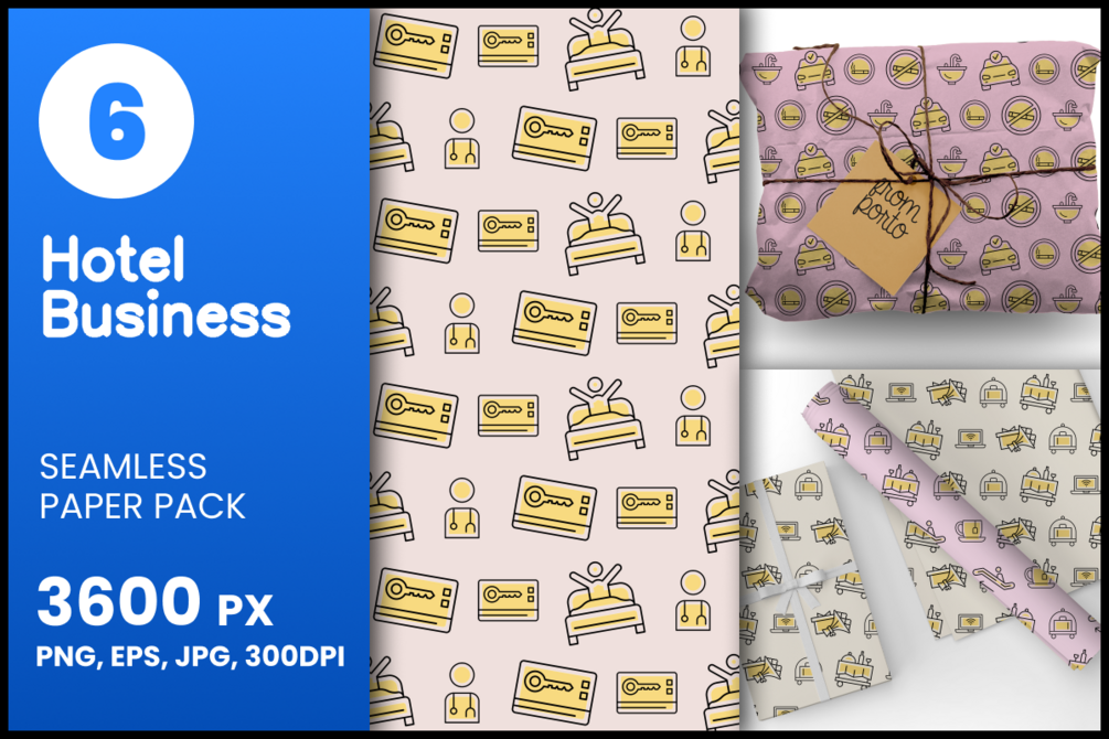 Hotel Business 6 Seamless Patterns