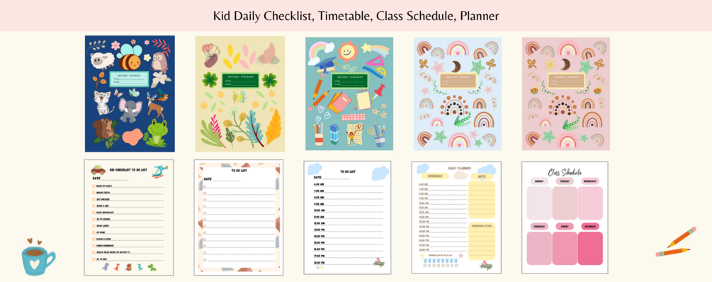 Kid Daily Checklist, Timetable, Daily Planner, Time Schedule & To Do ...