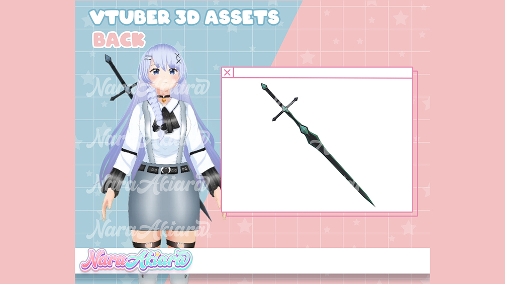 3D Vtuber Assets Lunar Diamond Sword vroid commission, 3D assets ready ...