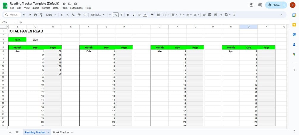 Reading Tracker, Book Tracker, Google Sheets