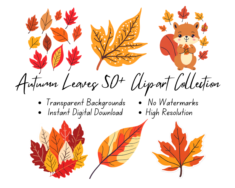 Autumn Leaves 50+ Clipart Collection | High-Resolution Digital ...