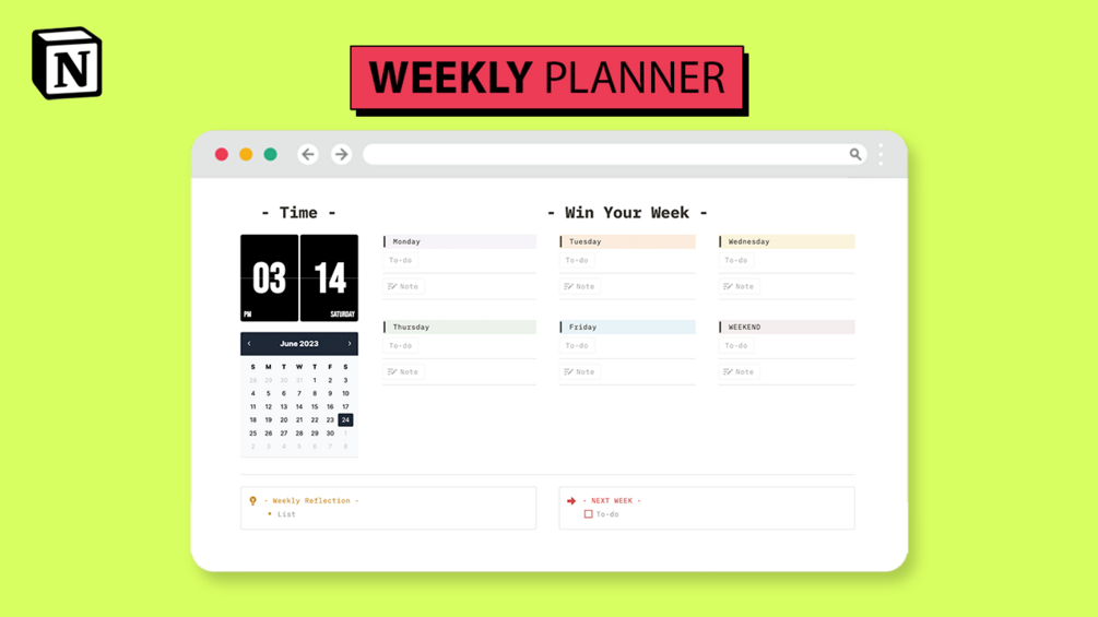 Weekly Planner - Notion Template