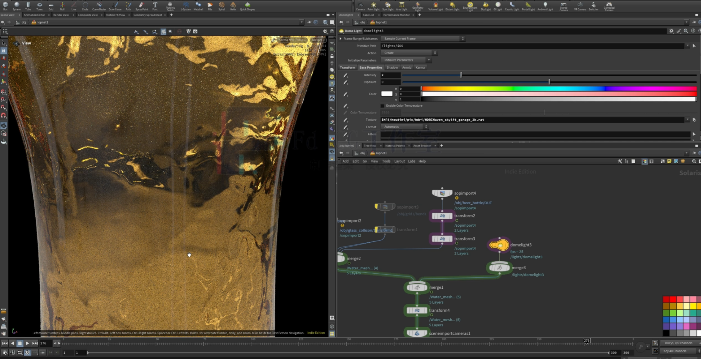 Houdini Super Realistic Beer Flip Solution Karma XPU Rendering