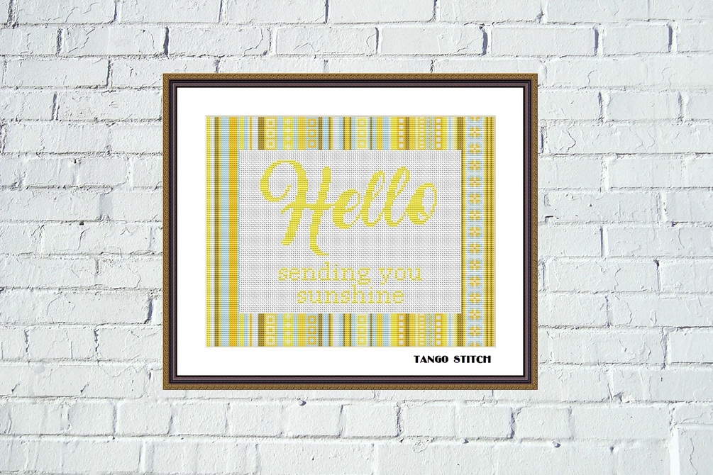 Hello Sending you sunshine yellow summer greeting cross stitch pattern
