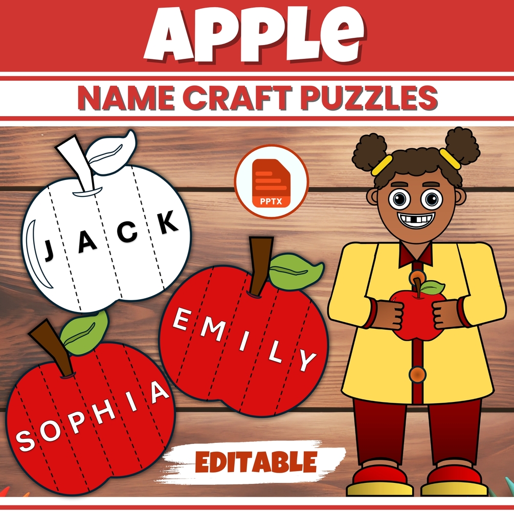 Fall Editable Apple Name puzzles and Scissor Craft Activity - Name ...