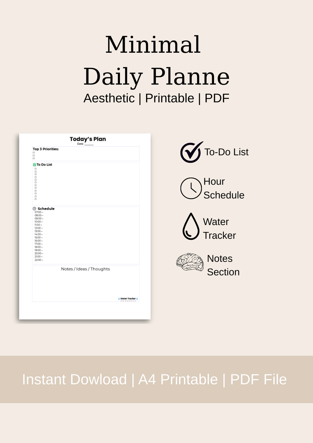 Minimal Daily Planner PDF Template