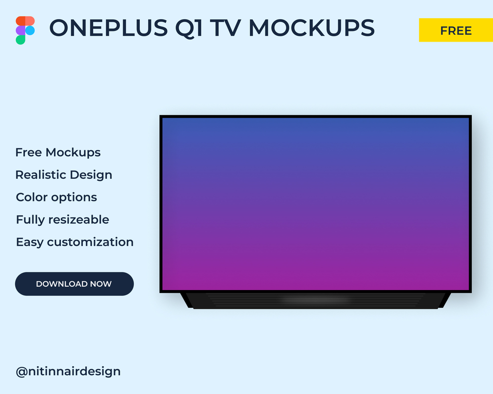 Free Figma OnePlus Q1 TV 55" Mockups