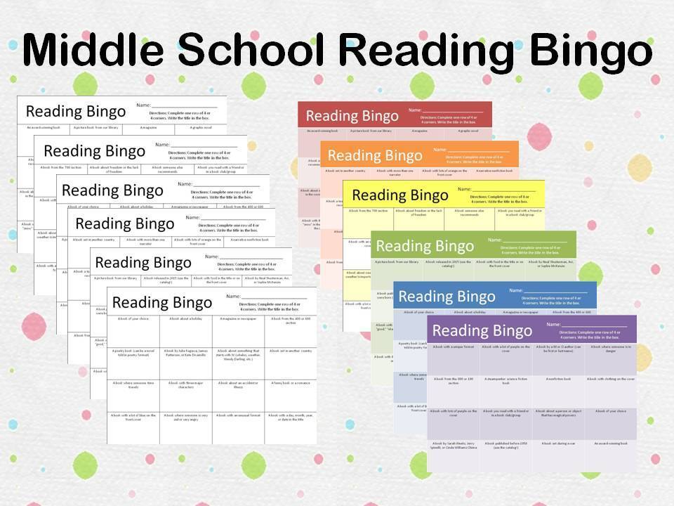 Middle School Book Bingo Cards