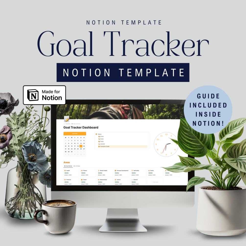 Notion Template Goal Tracker Dashboard, Notion Planner, Notion Life Planner, Aesthetic Notion ...