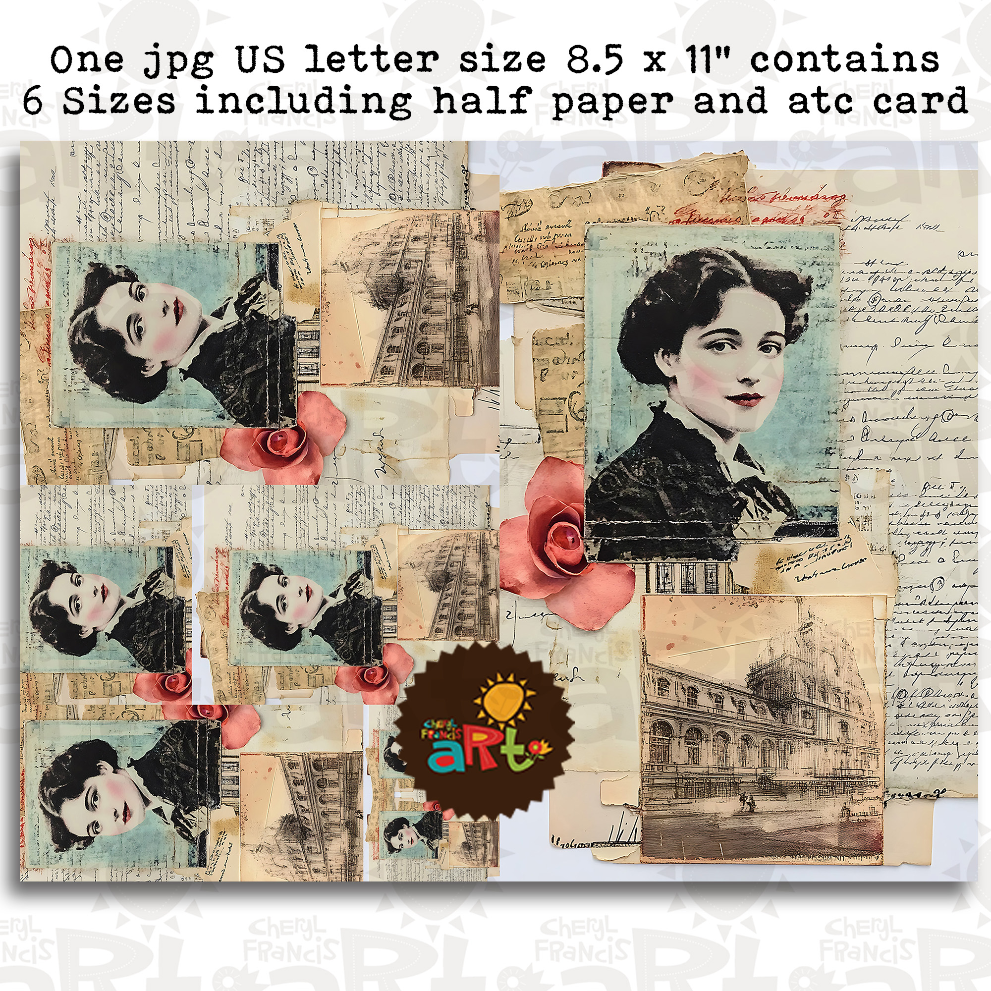 Woman Ephemeral Paper Collage 2 Single Image Printable Junk Journal ...