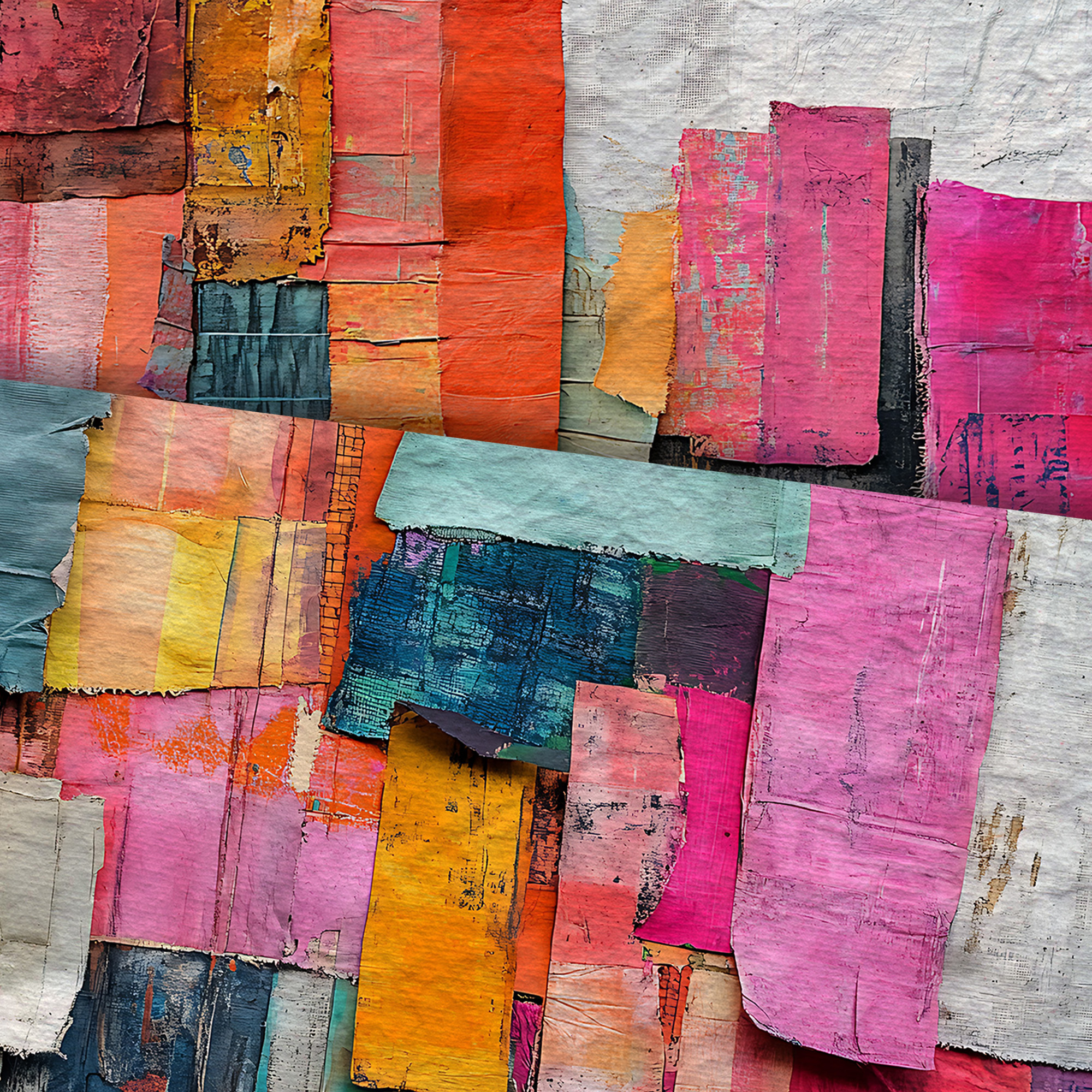 24 pc Bright Colors Textured Papers Collage Printable Junk Journal ...