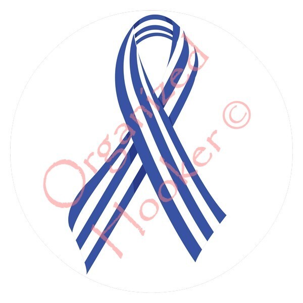 AWARENESS RIBBON in NAVY BLUE PIN-STRIPE Printable Planner Stickers ...