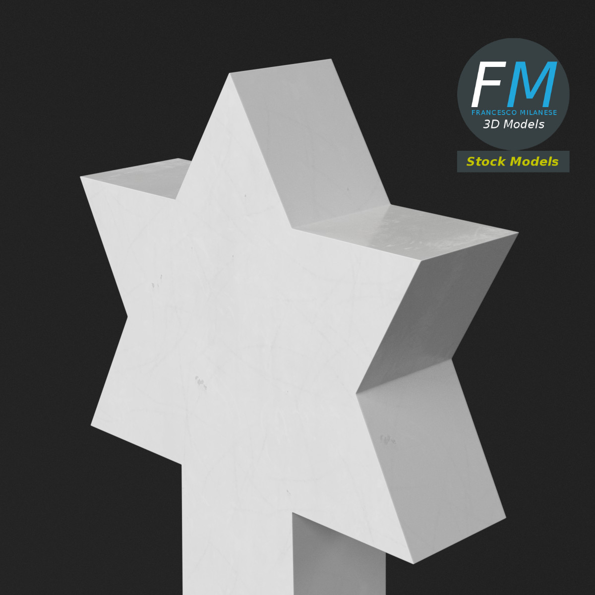 3D MODEL - War memorial gravestone - Star of David