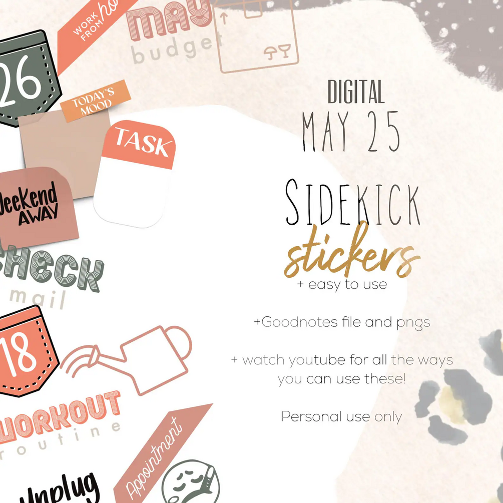 May 2025 digital sidekick stickers | Spring goodnotes modern stickers ...