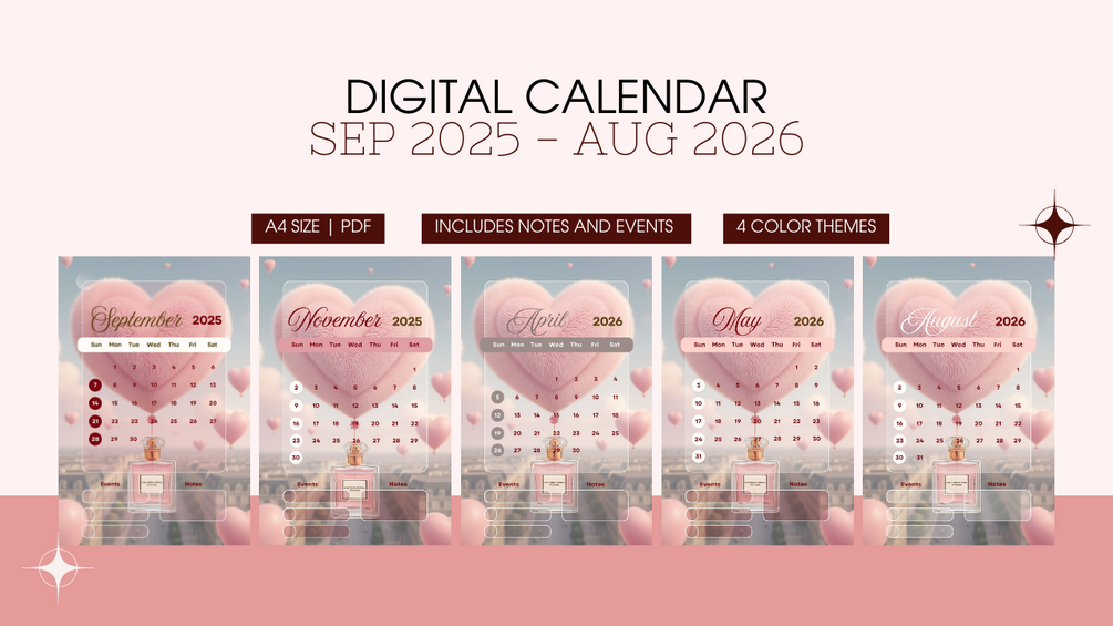 Aesthetic Digital Calendar & Mobile Wallpaper Pack (A4, iPhone & Android)